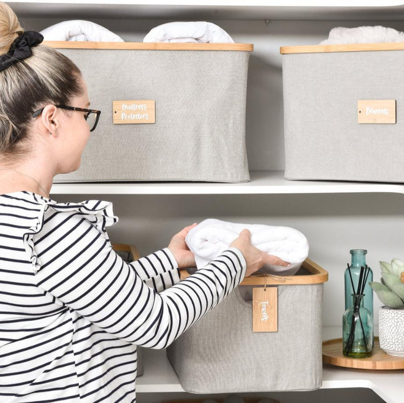 Linen Storage Basket Set Light Grey | 8 Pack | Blissful Little Home