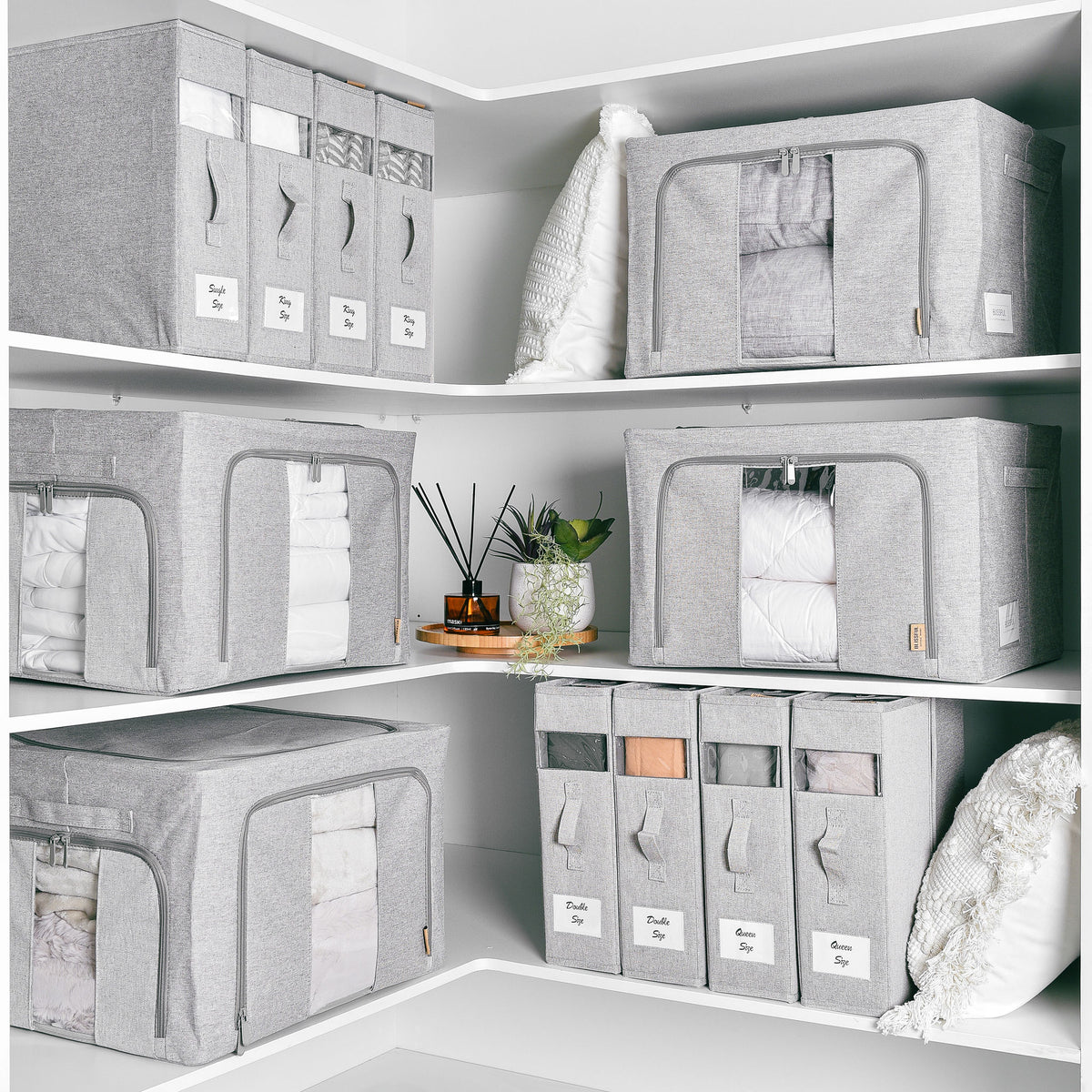 Linen Storage Boxes | Linen Cupboard Storage Baskets | Blissful Little Home