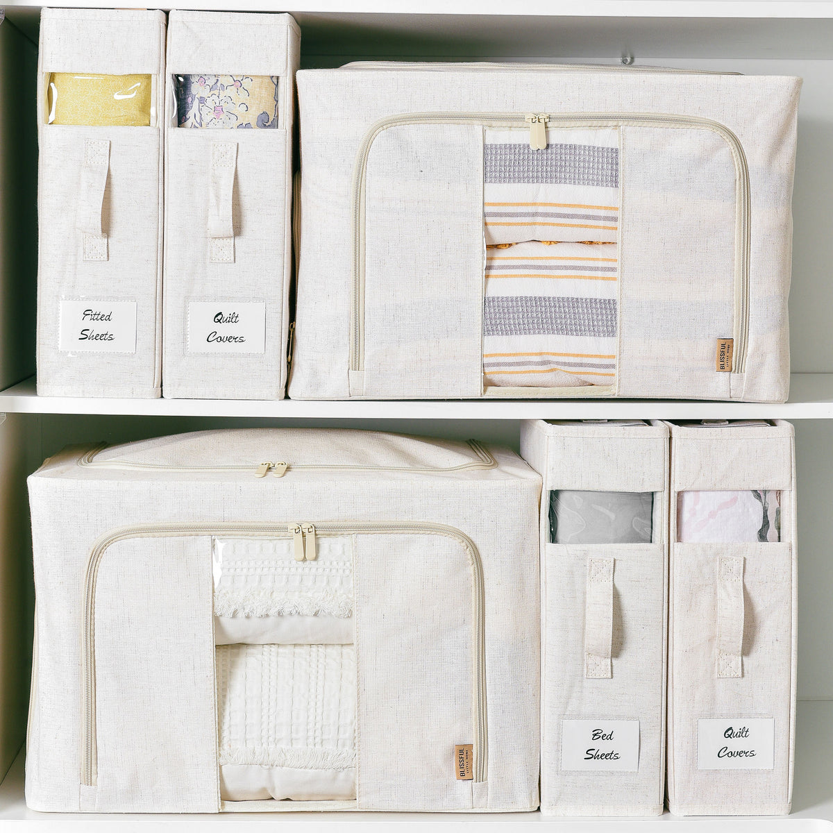 Linen Storage Boxes | Linen Cupboard Storage Baskets | Blissful Little Home