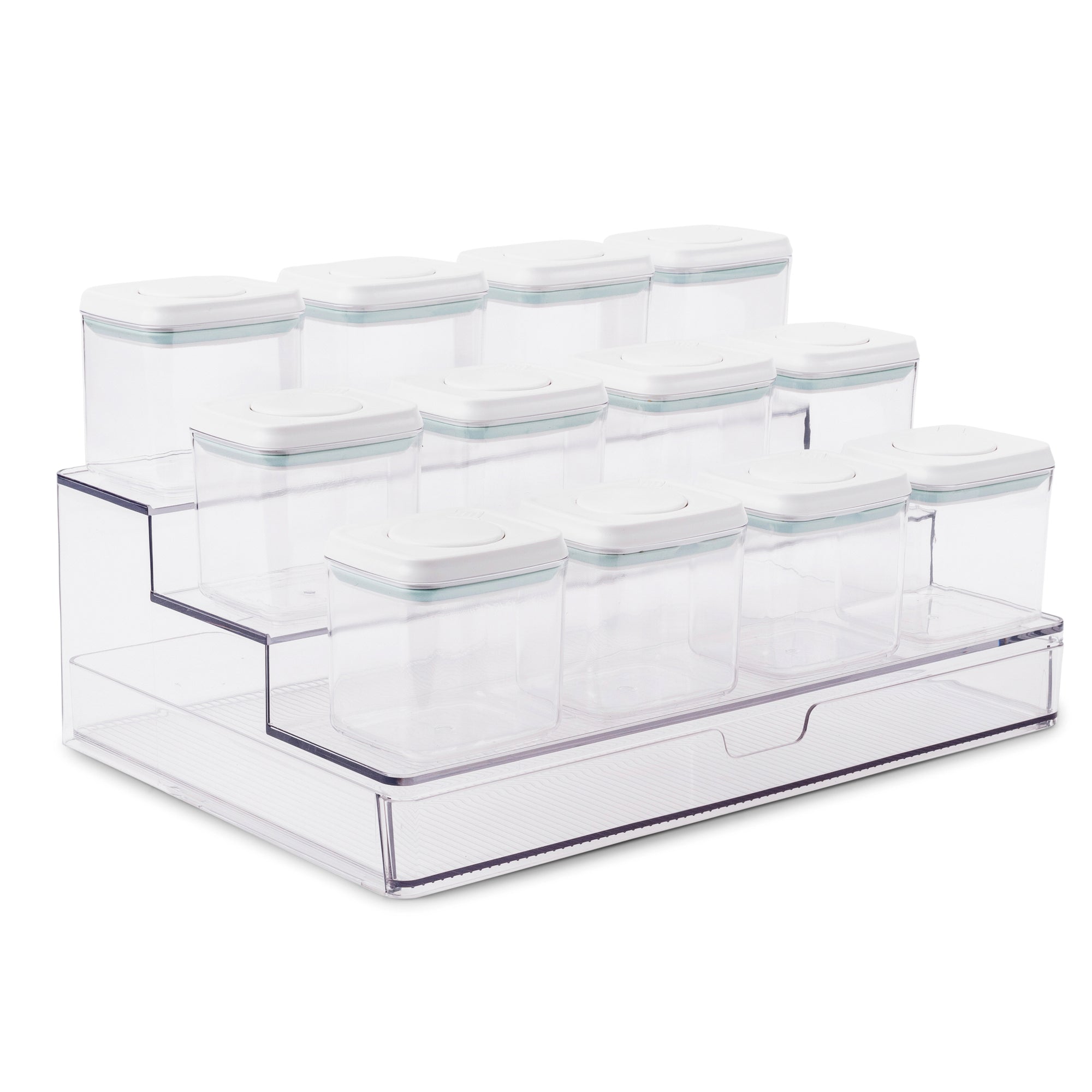 Push Top Spice Container Set Large | Airtight | White Lid
