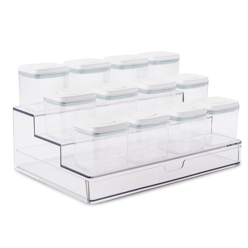 Push Top Spice Container Set Large | Airtight | White Lid