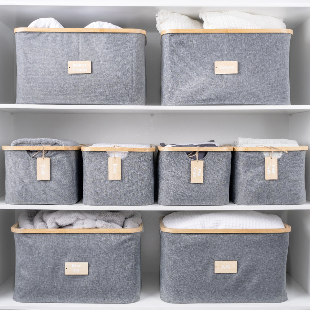 Linen Storage Boxes | Linen Cupboard Storage Baskets | Blissful Little Home