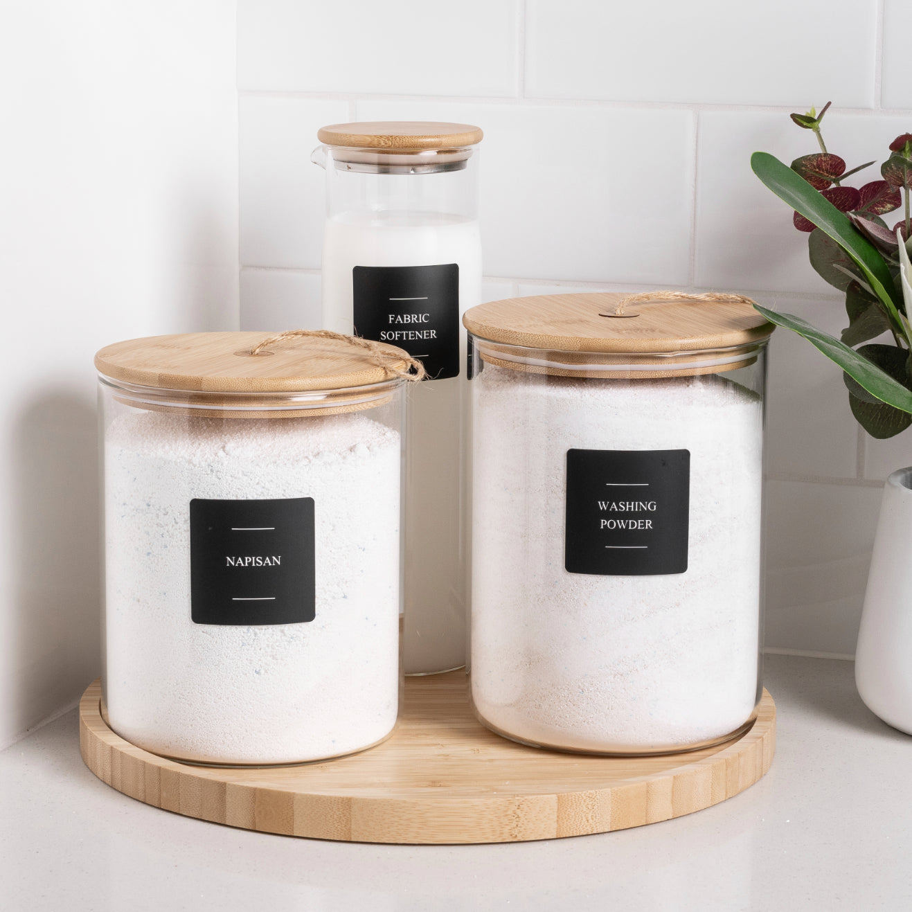 Bathroom, Laundry & Cleaning Sticker Set | 72 Stickers | Black