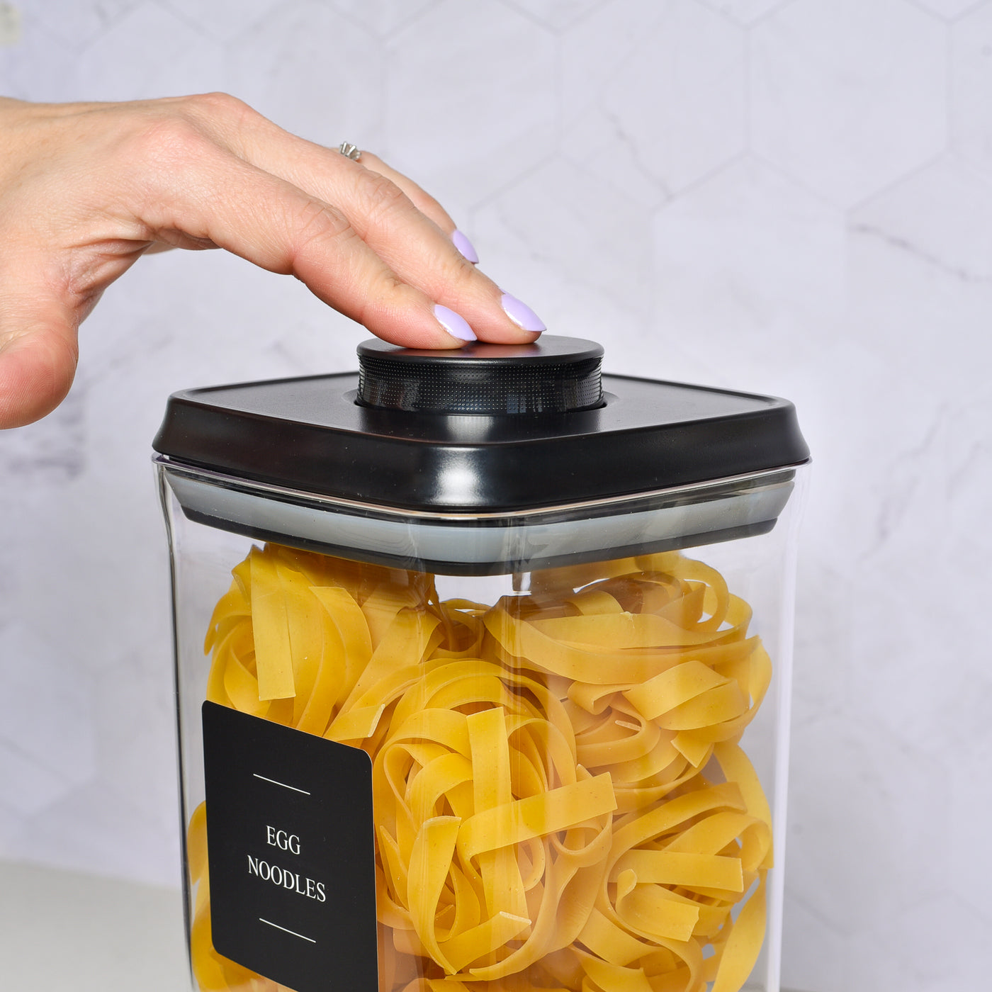 Push Top Pantry Container Set 15 Pack | Black Lid