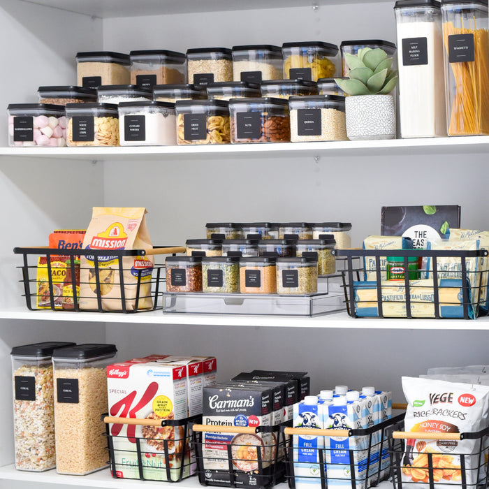 Push Top Pantry Container Set 23 Pack | Airtight | Black Lid