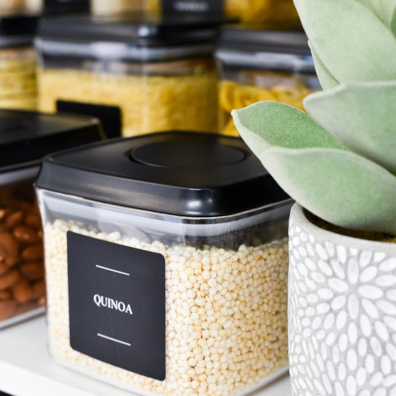 Push Top Pantry Container Set 15 Pack | Black Lid