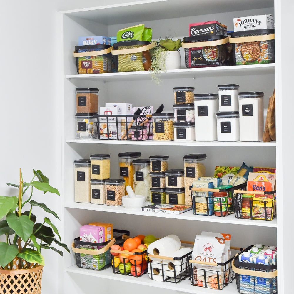 Push Top Airtight Pantry Container 3.2L Canister | Black Lid