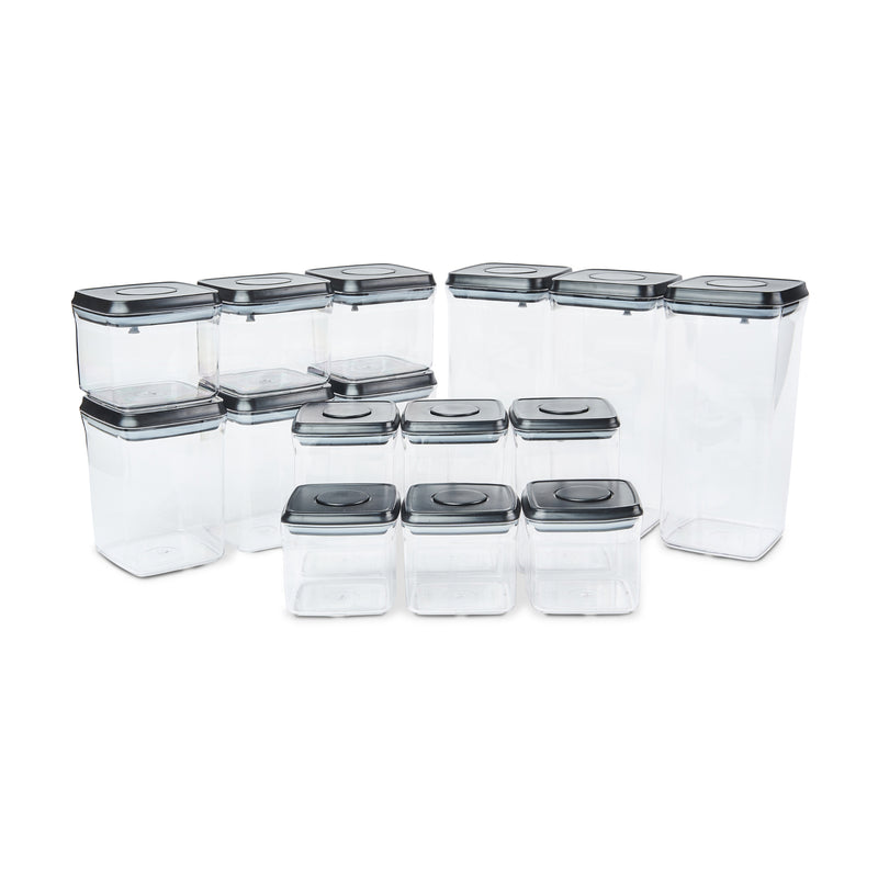 Push Top Pantry Container Set 15 Pack | Black Lid