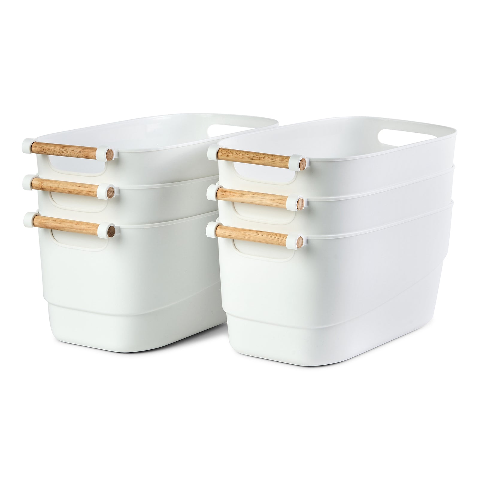 Storage Tub w/ Wooden Handle - 6 Set Large