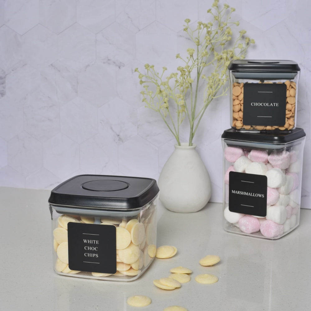 Push Top Pantry Container Set 23 Pack | Airtight | Black Lid