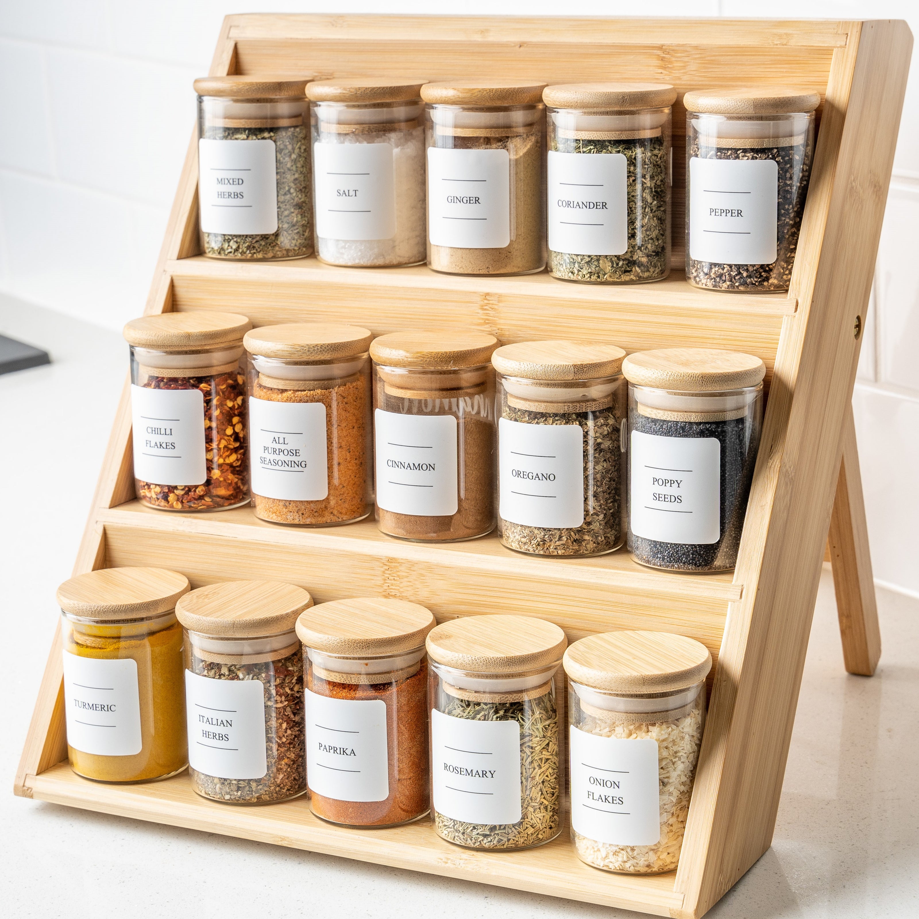 Essentials Spice Sticker Set | 44 Stickers | White Spice Jar Labels